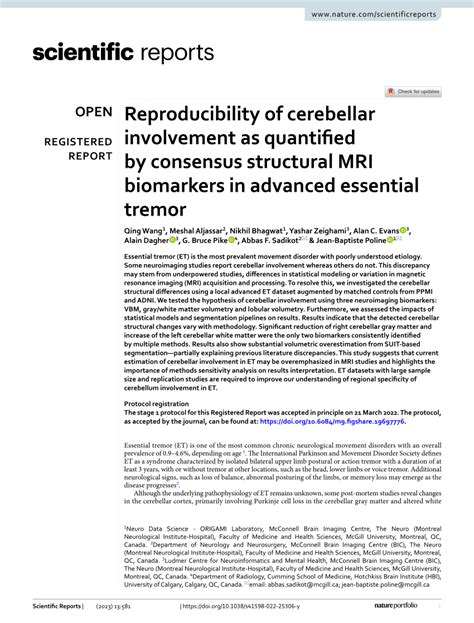 Pdf Reproducibility Of Cerebellar Involvement As Quantified By Consensus Structural Mri