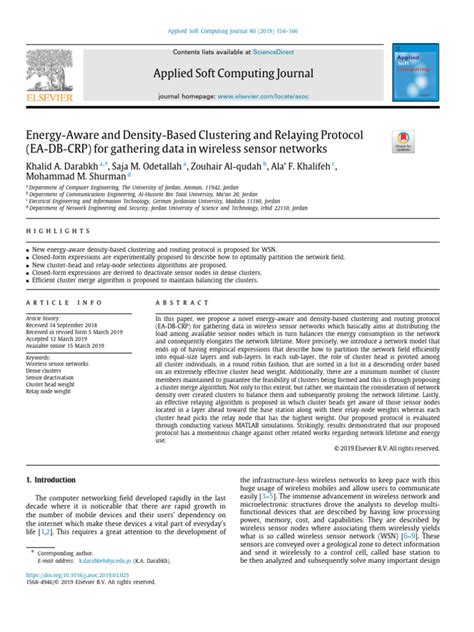Energy Aware And Density Based Clustering Pdf Wireless Sensor