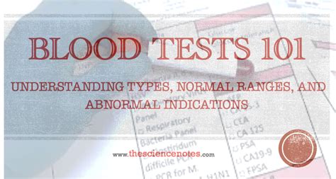 Blood Tests Types Normal Ranges And Abnormal Indications