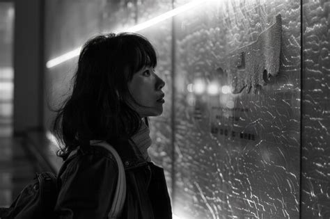 Premium Photo A Woman Standing In Front Of A Glass Wall