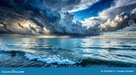 Still Life Ocean And Heavy Clouds Generative By Ai Stock Illustration