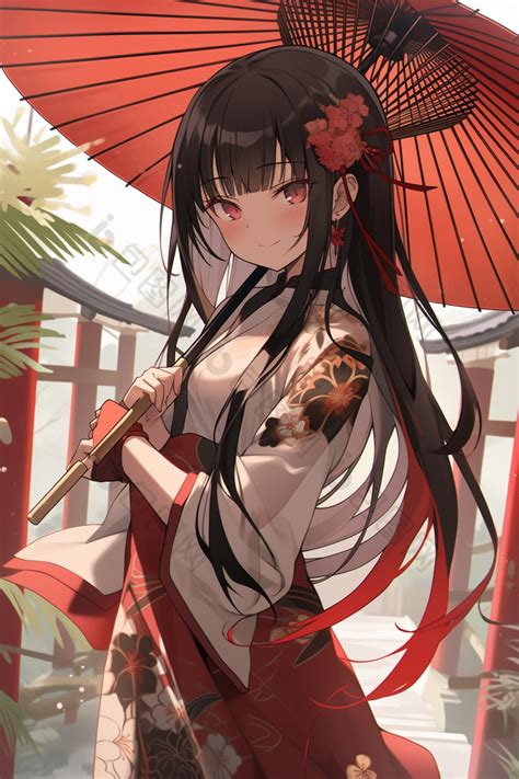 女孩撑伞插画png下载 包图网