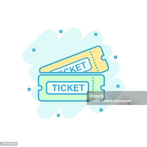 시네마 티켓 아이콘 만화 스타일입니다 한 쿠폰 입구 벡터 만화 그림 그림을 인정 합니다 티켓 사업 개념 스플래시 효과입니다 1인 입장 허가에 대한 스톡 벡터 아트 및 기타