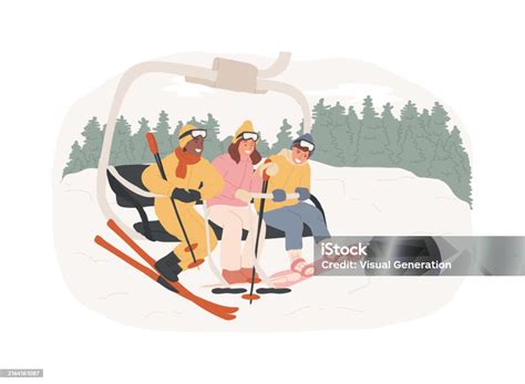 Ski Lift Isolated Cartoon Vector Illustrations Stock Illustration