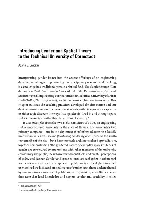 Pdf Introducing Gender And Spatial Theory To The Technical University