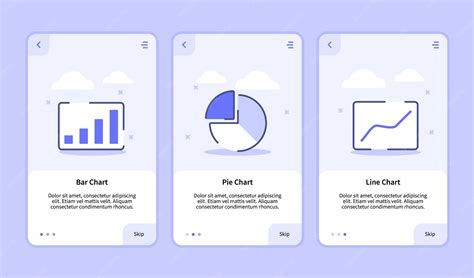 Premium Vector Bar Chart Pie Chart Line Chart Onboarding Screen For Mobile Apps Template