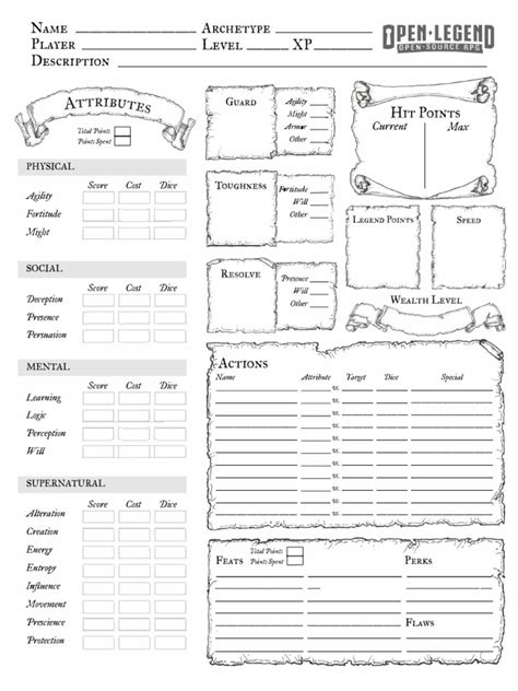 Openlegendfillablecharactersheet Pdf