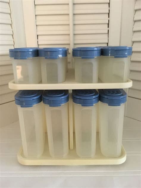 Tupperware Rotating Spice Rack Blue Containers Modular Mates Tupperware Vintage Tupperware