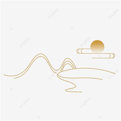 Mountains And Rivers PNG Image Hand Drawn Line Mountain And River