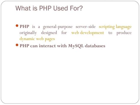 Learning Of Php And My SQL Tutorial For Beginners PPT