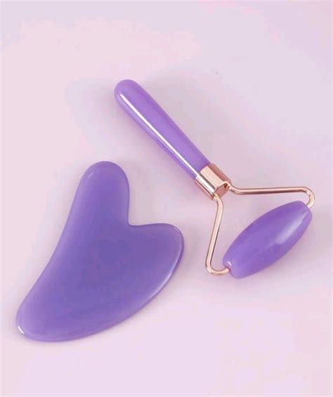 Purple Face Roller And Guasha Set Mini Beauty And Personal Care