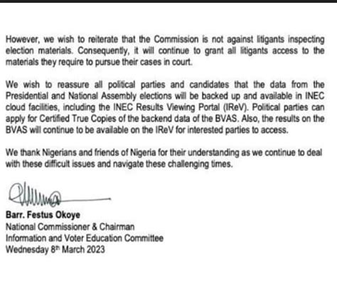 Breaking Inec Announces Postponement Of Governorship State Assembly