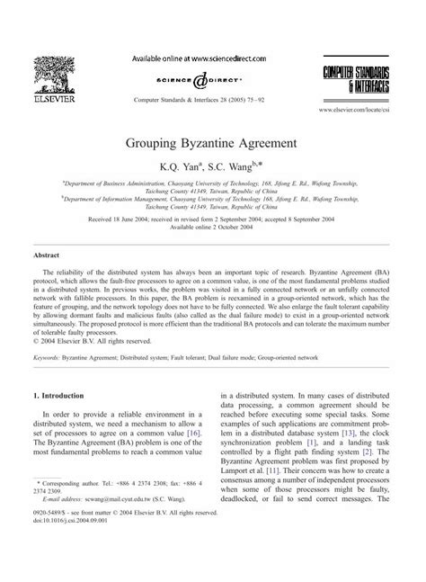 Pdf Grouping Byzantine Agreement Dokumentips