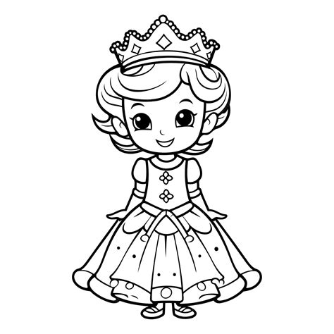 Premium Vector Coloring Page Outline Of Cartoon Princess Wearing A