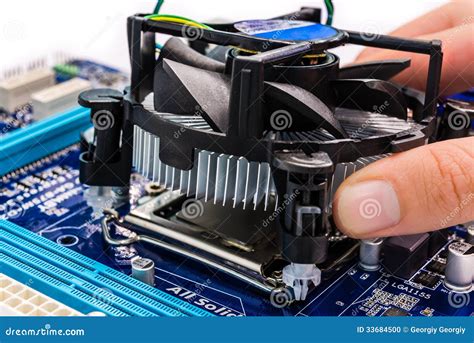 Installing CPU Cooler Stock Photo Image 33684500