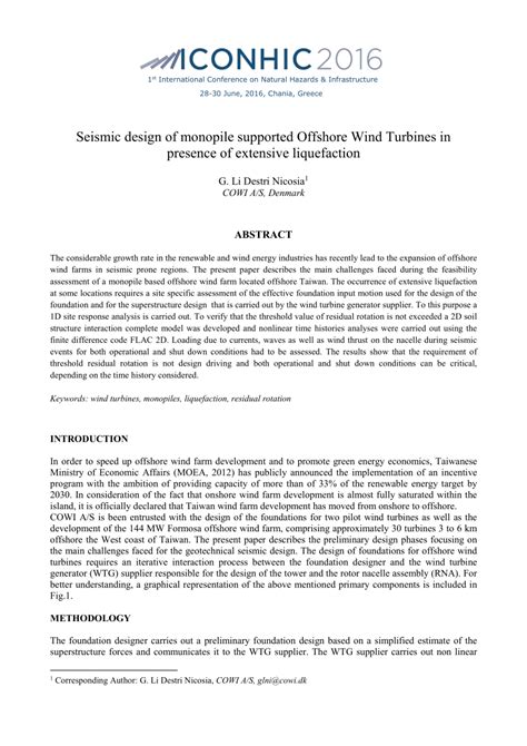 Pdf Seismic Design Of Monopile Supported Offshore Wind Turbines In