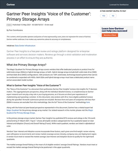 Gartner Peer Insights ‘voice Of The Customer Primary Storage Arrays Infinidat
