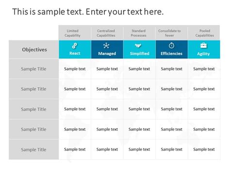 Capability Maturity Matrix In Teal And Blue Powerpoint Template