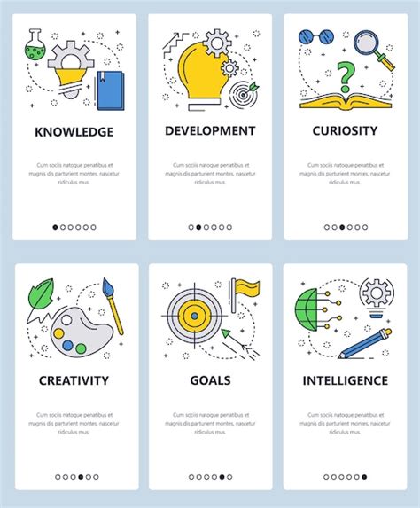 Premium Vector Vector Web Site Linear Art Onboarding Screens Template Knowledge Curiosity