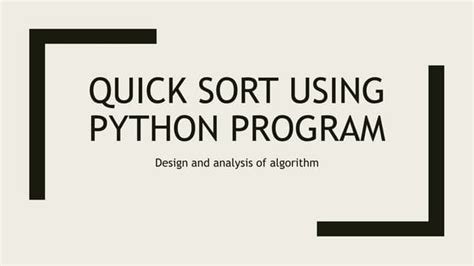 Quick Sort Algorithm Ppt