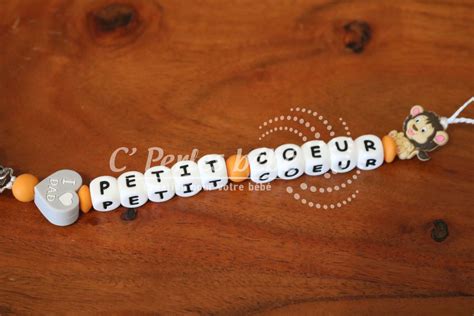 Attache tétine petit coeur C Perles Bébé