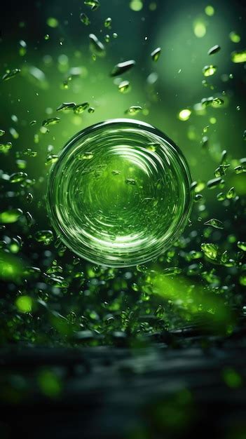 Premium Ai Image Green Background Circle Glass Texture Rotating