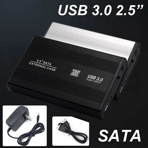 35 인치 Usb 30 하드 드라이브 디스크 Hdd 외부 인클로저 박스 케이스 알루미늄 캐디 Sata 케이블 Ac Dc 전원 충전기 12v 2a