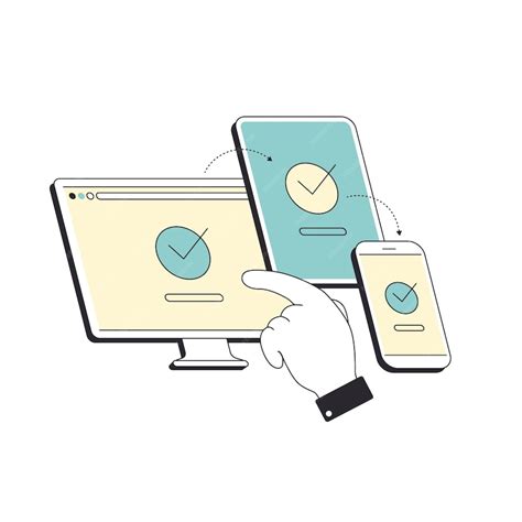 Premium Vector Cross Device Syncing And Cross Platform Software With Simple Line Illustration