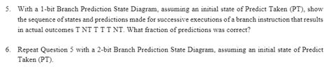 Solved 5 With A 1 Bit Branch Prediction State Diagram