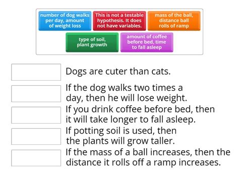 Match The Variables To Their Hypothesis Match Up