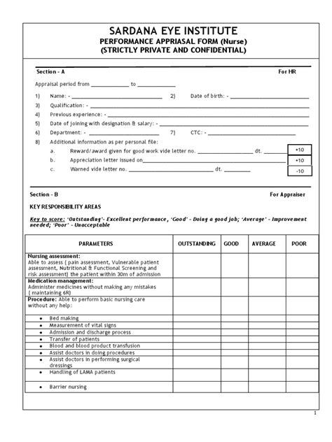 Appraisal Form Nursing Staff Pdf Patient Nursing