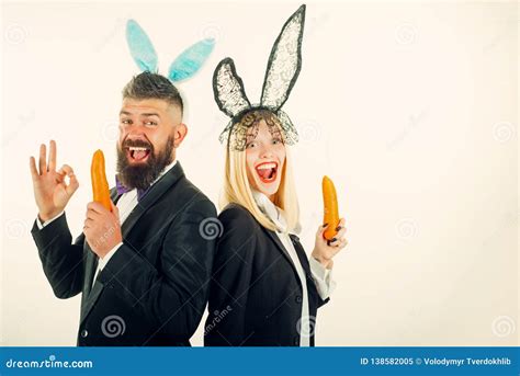 Funny Easter Bunny Funny Couple In Banny Ears Happy Easter And Funny