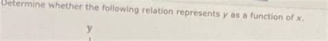 Solved Determine Whether The Following Relation Represents Y