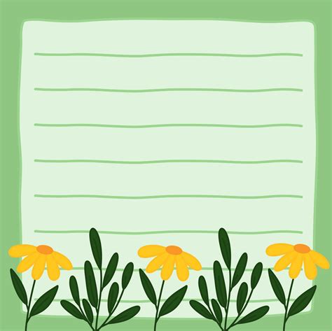 꽃 일러스트와 함께 메모 귀여운 메모 녹색 메모 메모 Png 일러스트 및 Psd 이미지 무료 다운로드 Pngtree