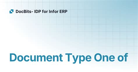 document type one of docbits idp for infor erp