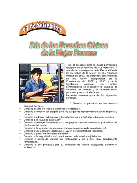 07 De Setiembre Día De Los Derechos Cívicos De La Mujer Peruana Pdf