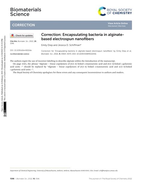Pdf Correction Encapsulating Bacteria In Alginate Based Electrospun