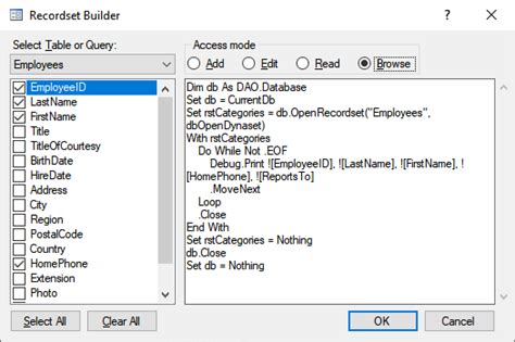 Dao And Ado Recordset Builder