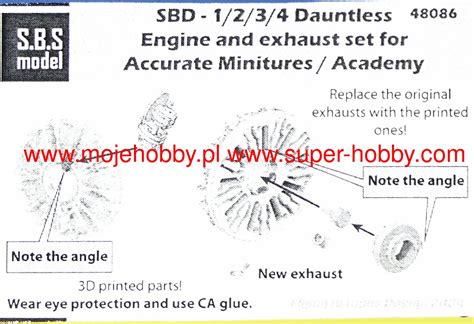 Douglas Sbd 1234 Dauntless Engine And Exhaust Set 3d Printed For