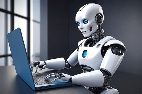 Premium Photo 3D Rendering Robot And Laptop Stock Illustration