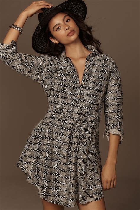 By Anthropologie Long Sleeve Collared Mini Dress Anthropologie