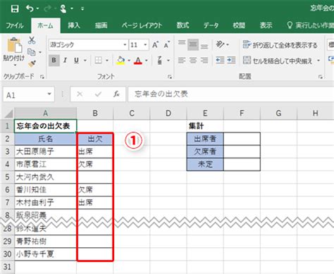 【excel効率化】大忘年会の出欠確認を頼まれた！エクセルで簡単に出席人数を数えるテクニック いまさら聞けないexcelの使い方講座 窓の杜