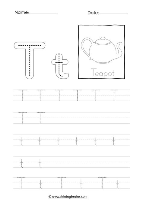 Letter T Tracing Printable Worksheet Myteachingstatio