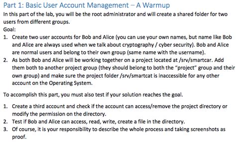 Solved Part 1 Basic User Account Management A Warmup In