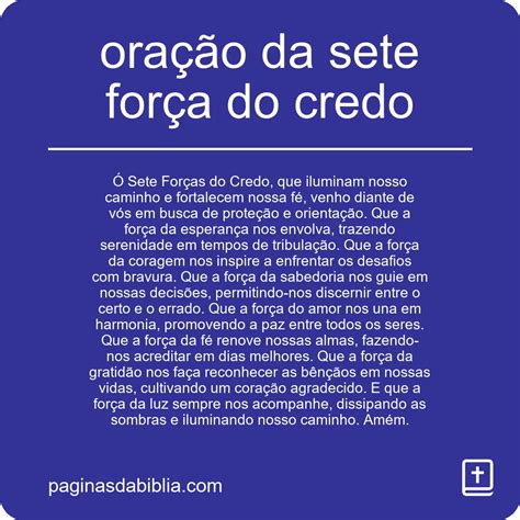 Oração Da Sete Força Do Credo