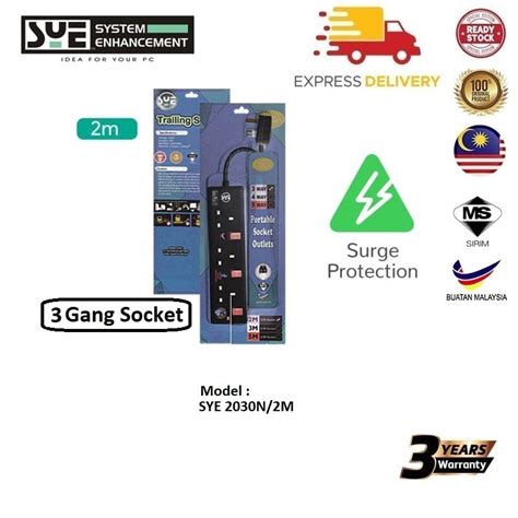 Malaysia Plug Sye Socket 3 Way Extension Socket Portable Extension Plug