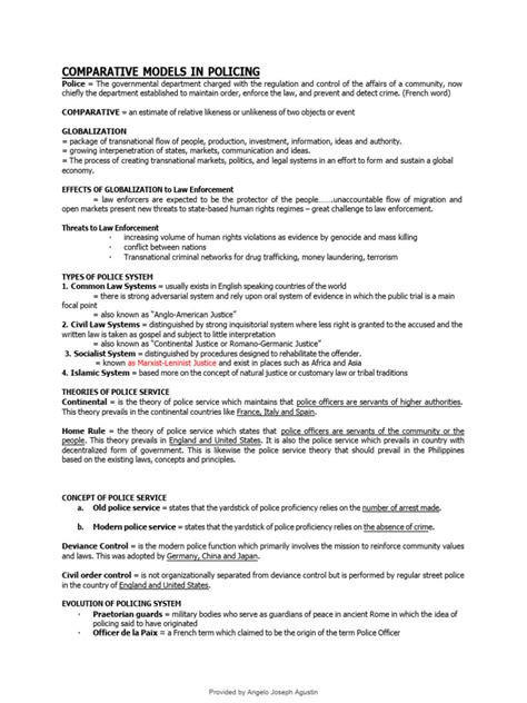 Comparative Police System Pdf Police Inspector
