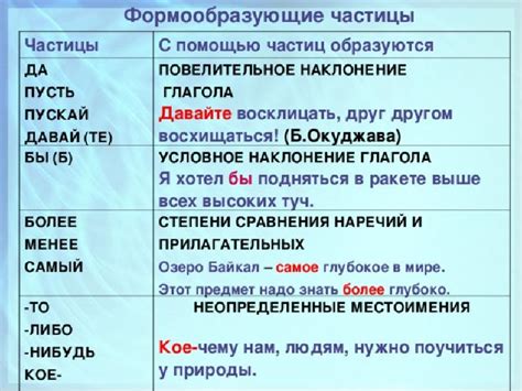 Разряды частиц Формообразующие частицы