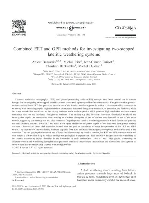 Pdf Combined Ert And Gpr Methods For Investigating Two Stepped