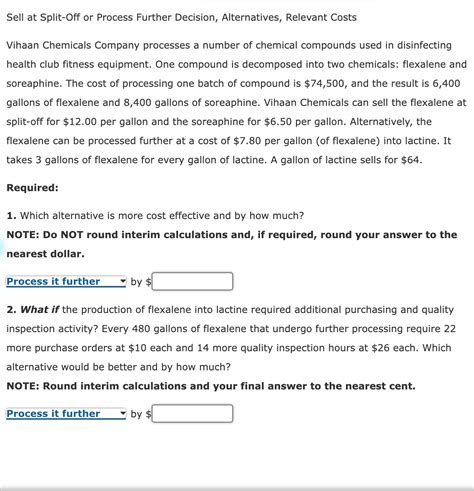 Solved Sell At Split Off Or Process Further Decision